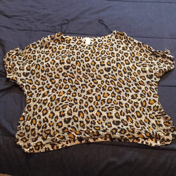 H&M | Tops | Hm Lightweight Shirt Leopard Navy And Mustard | Poshmark